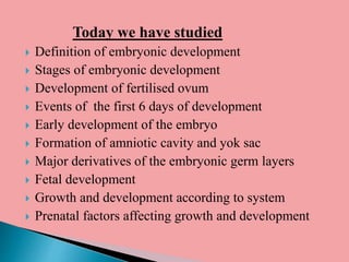 PPT on Embryological and fetal development | PPTX