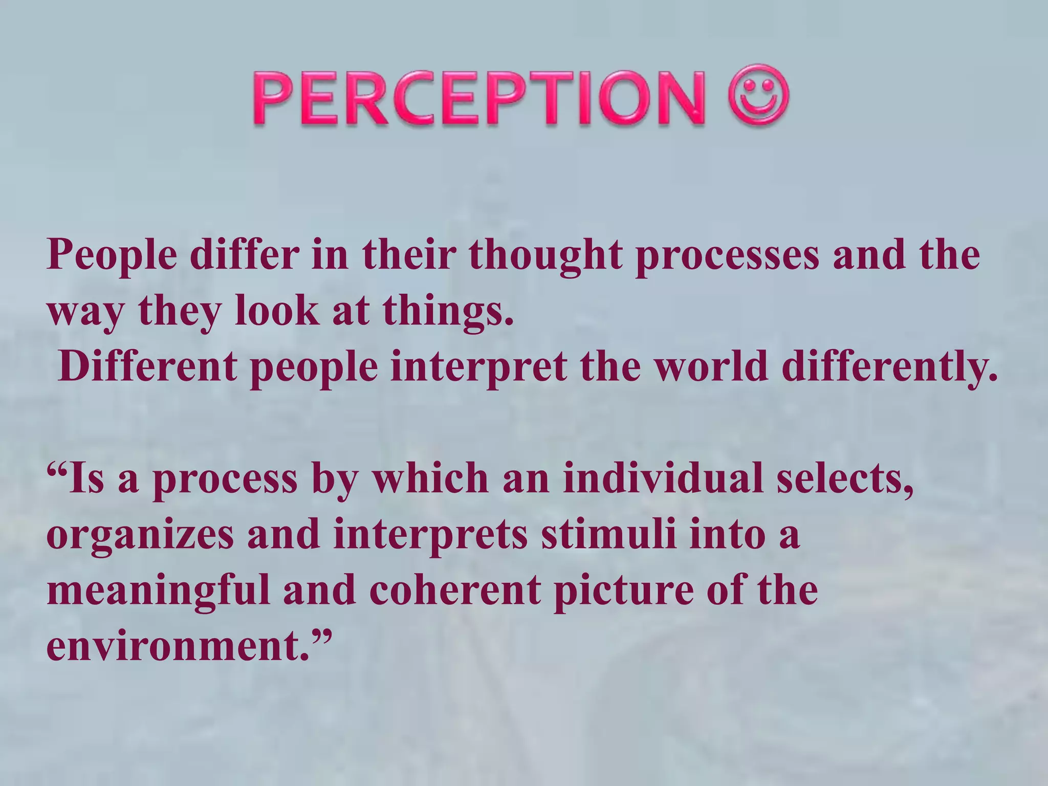 PowerPoint Presentation on perception | PPTX | Science
