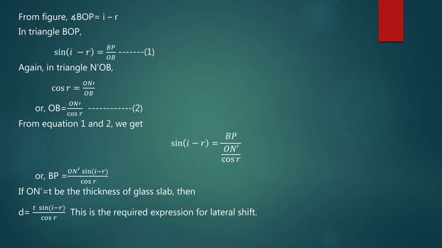 Presentation of lateral shift | PPTX | Physics | Science