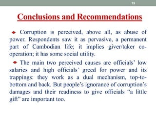 Corruptions and Strategies to reduce corruptions in Cambodia | PPTX
