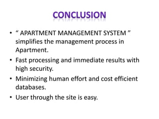Presentation1 project report on apartment management system | PPTX