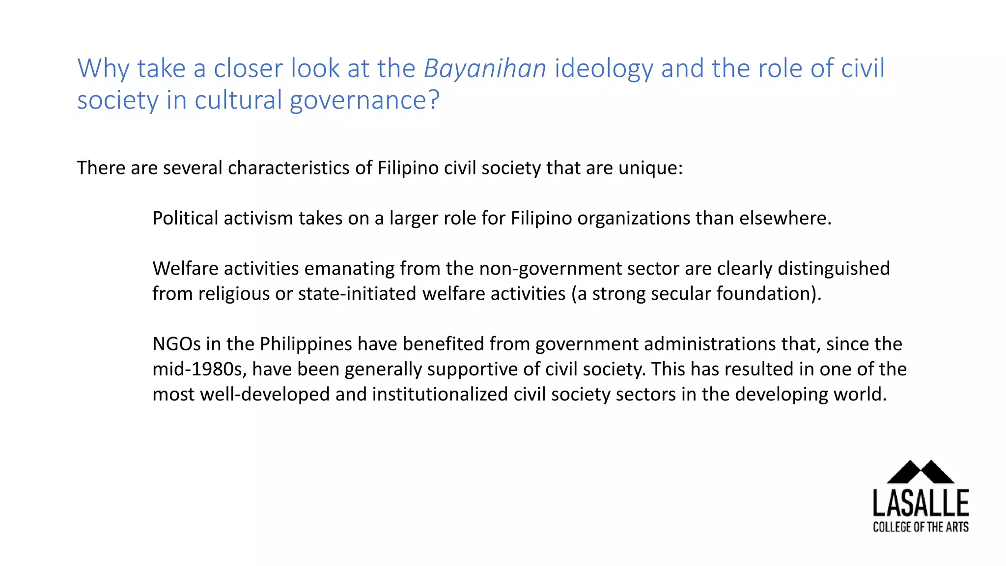 The Bayanihan Spirit: Cultural Governance in the Philippines | PPTX