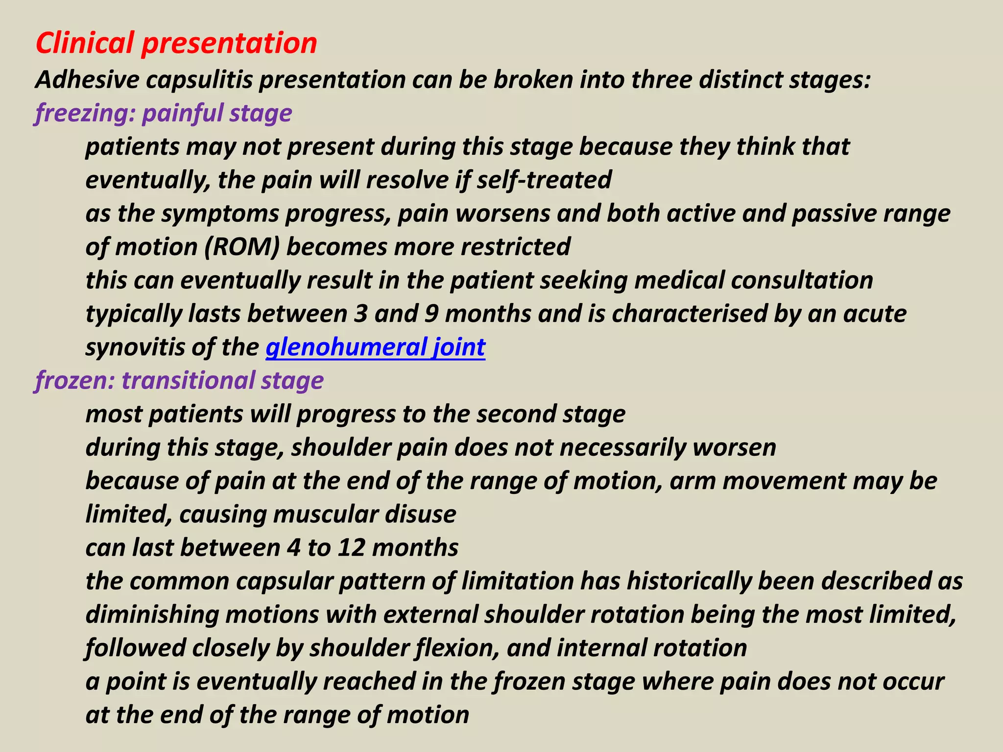Presentation1, radiological imaging of adhesive capsulitis(frozen ...