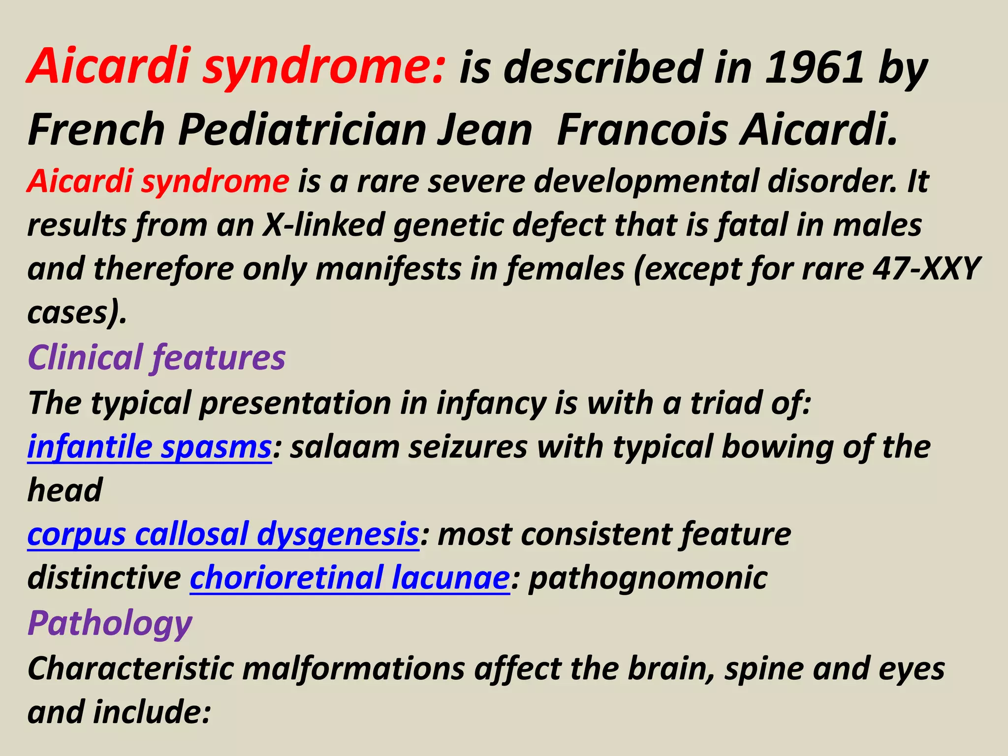 Presentation1, radiological imaging of aicardi syndrome. | PPTX