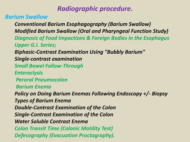 Presentation1, radiological imaging of barium studies. | PPTX ...