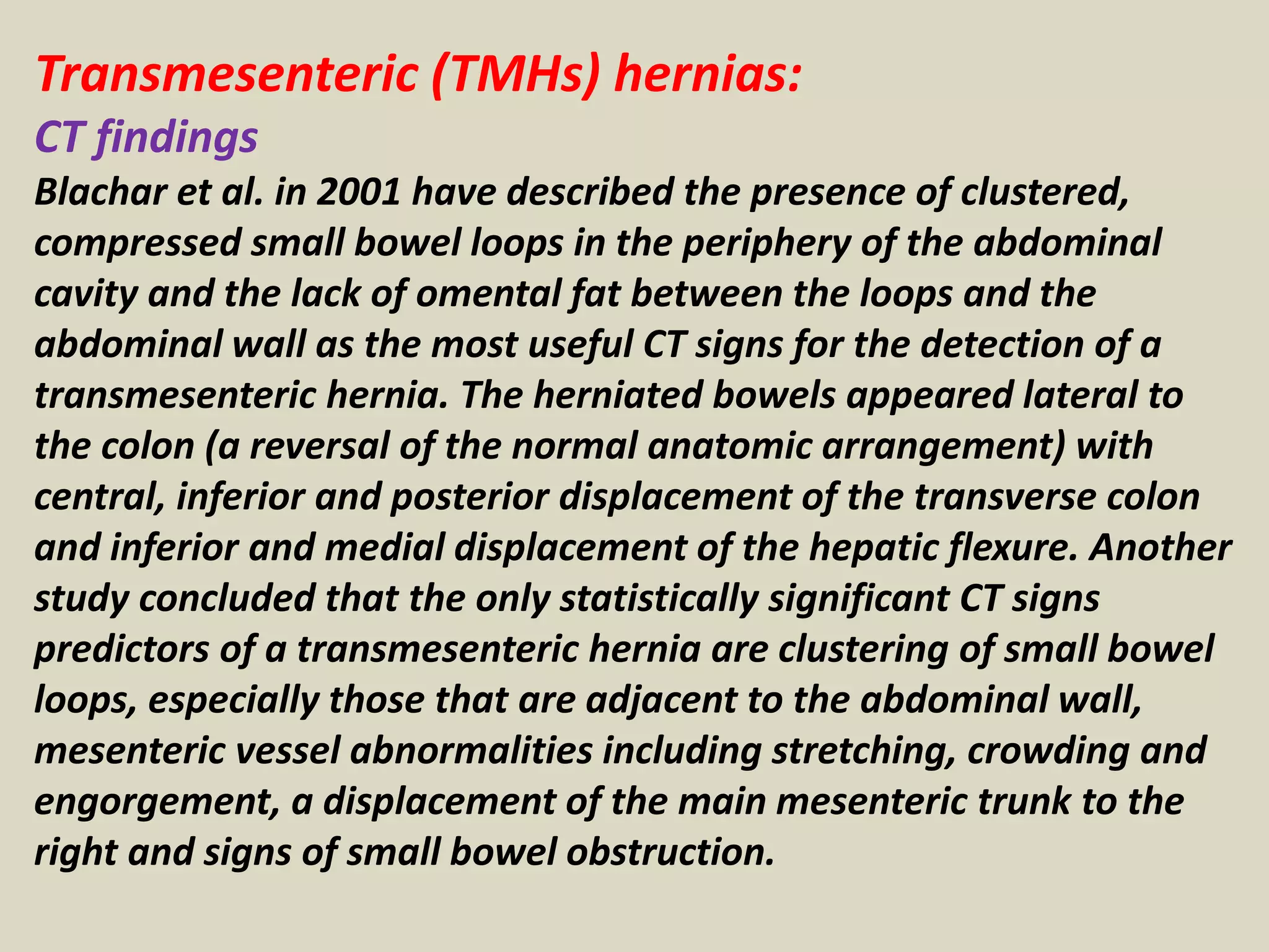 Presentation1, radiological imaging of internal abdominal hernia. | PPTX