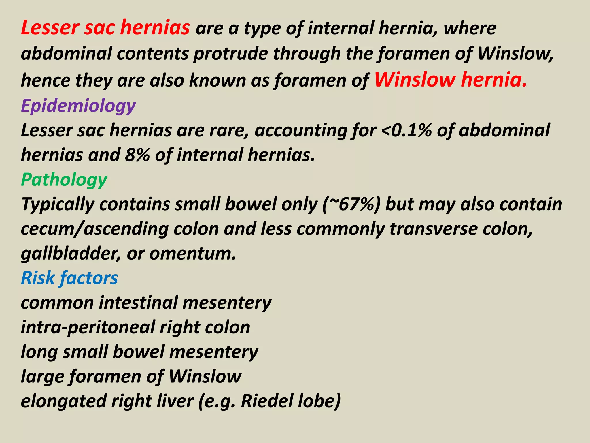 Presentation1, radiological imaging of internal abdominal hernia. | PPTX