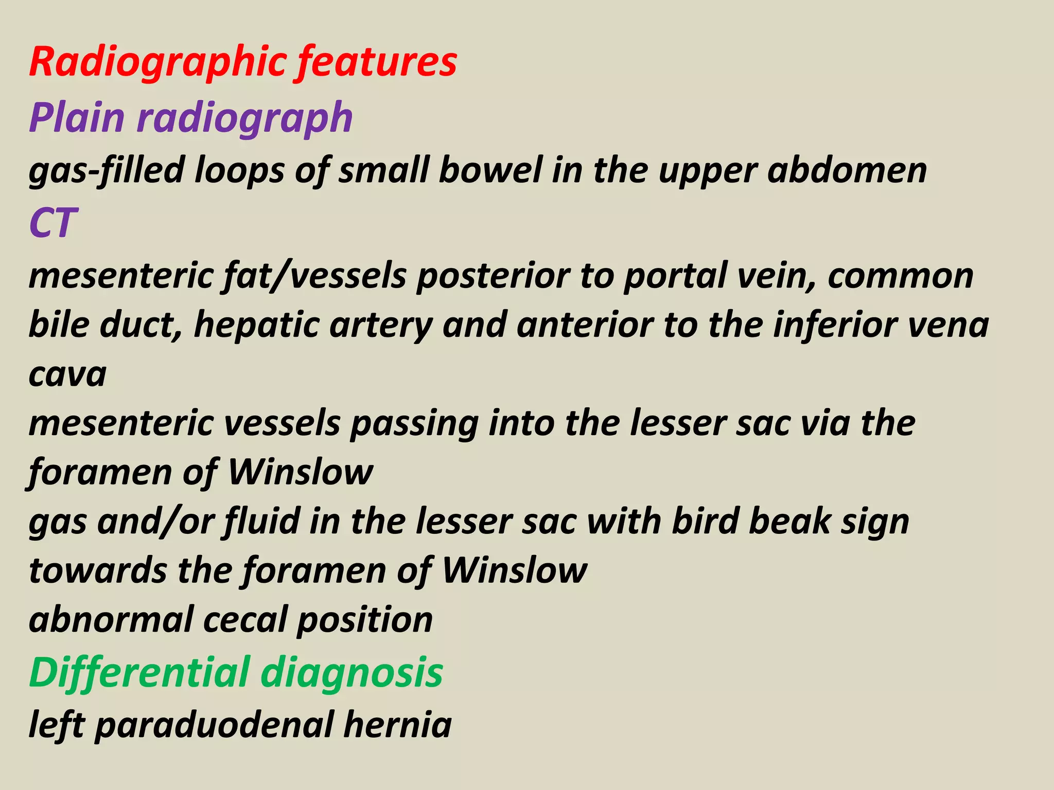 Presentation1, radiological imaging of internal abdominal hernia. | PPTX