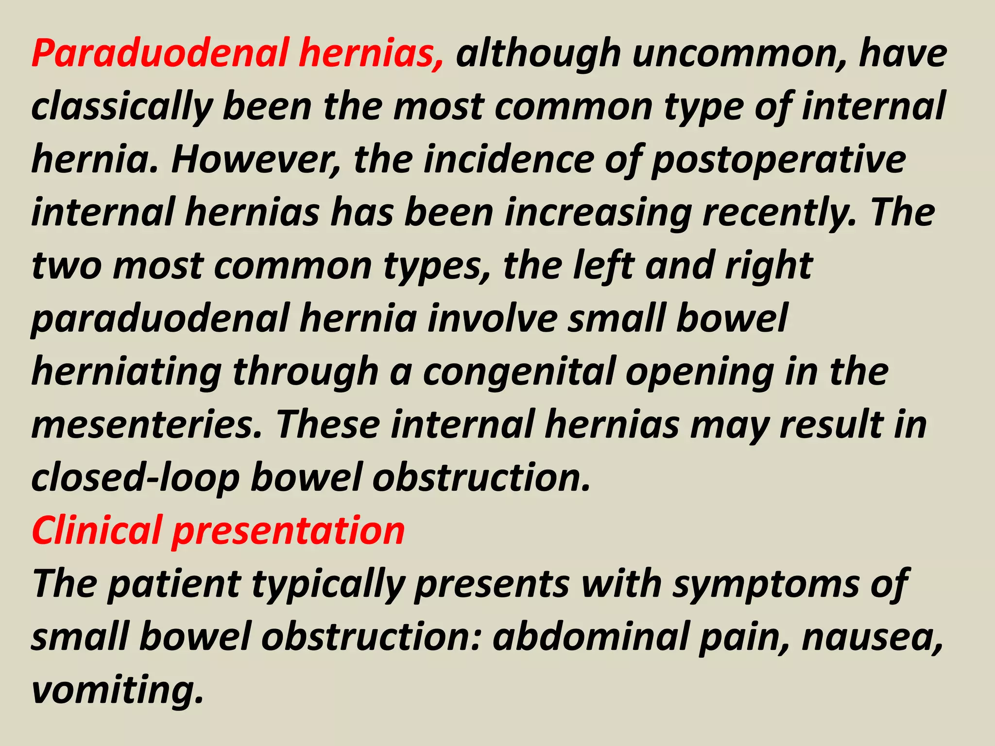 Presentation1, radiological imaging of internal abdominal hernia. | PPTX