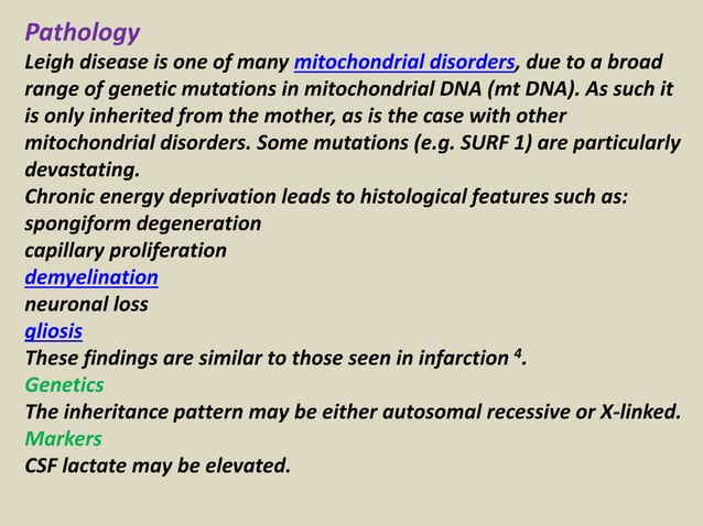 Presentation1, radiological imaging of leigh disease. | PPTX | Brain and Nervous System ...