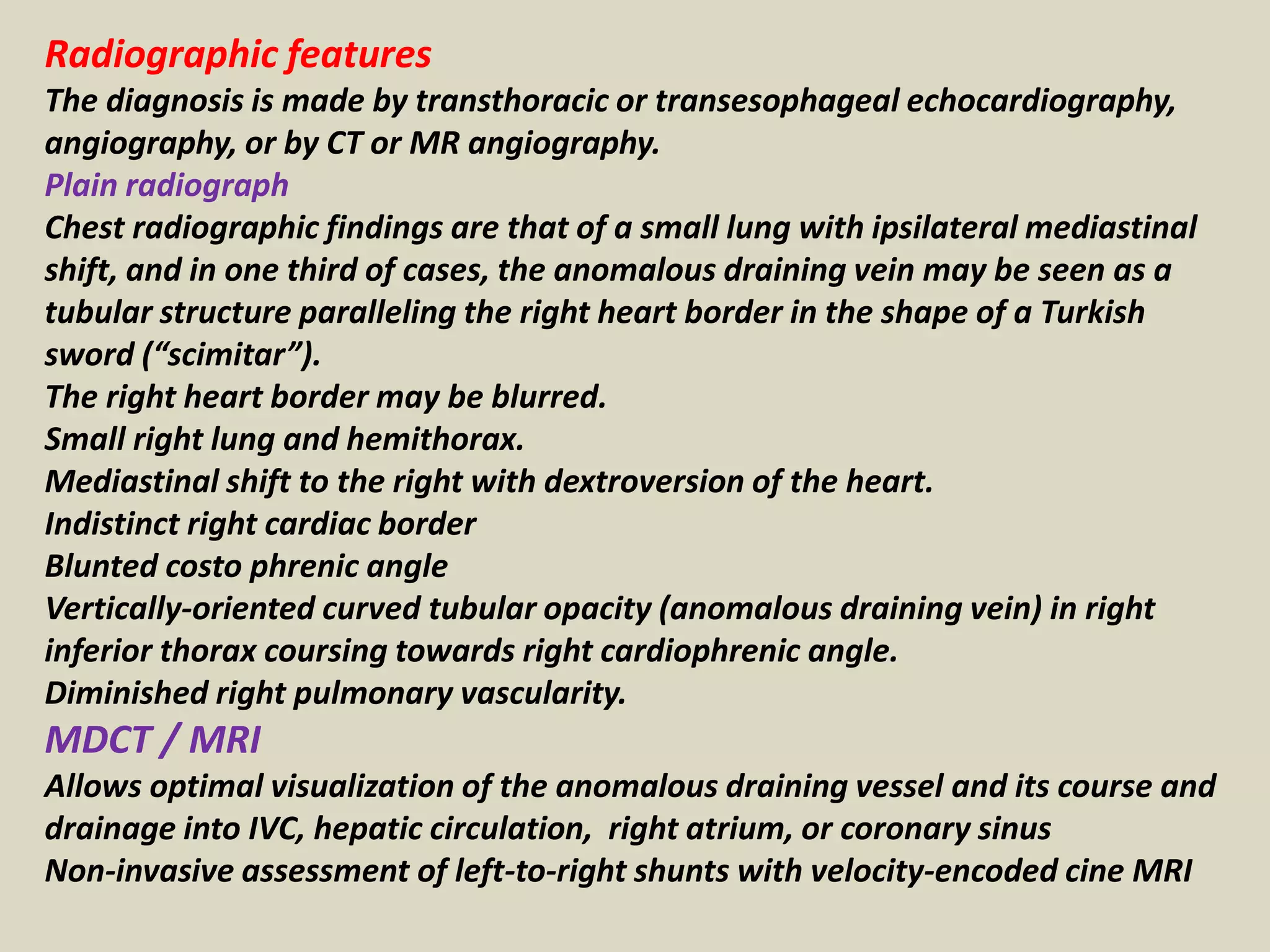 Presentation1, radiological imaging of scimitar syndrome | PPTX