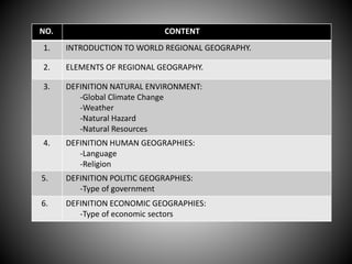 WORLD REGIONAL GEOGRAPHY | PPTX