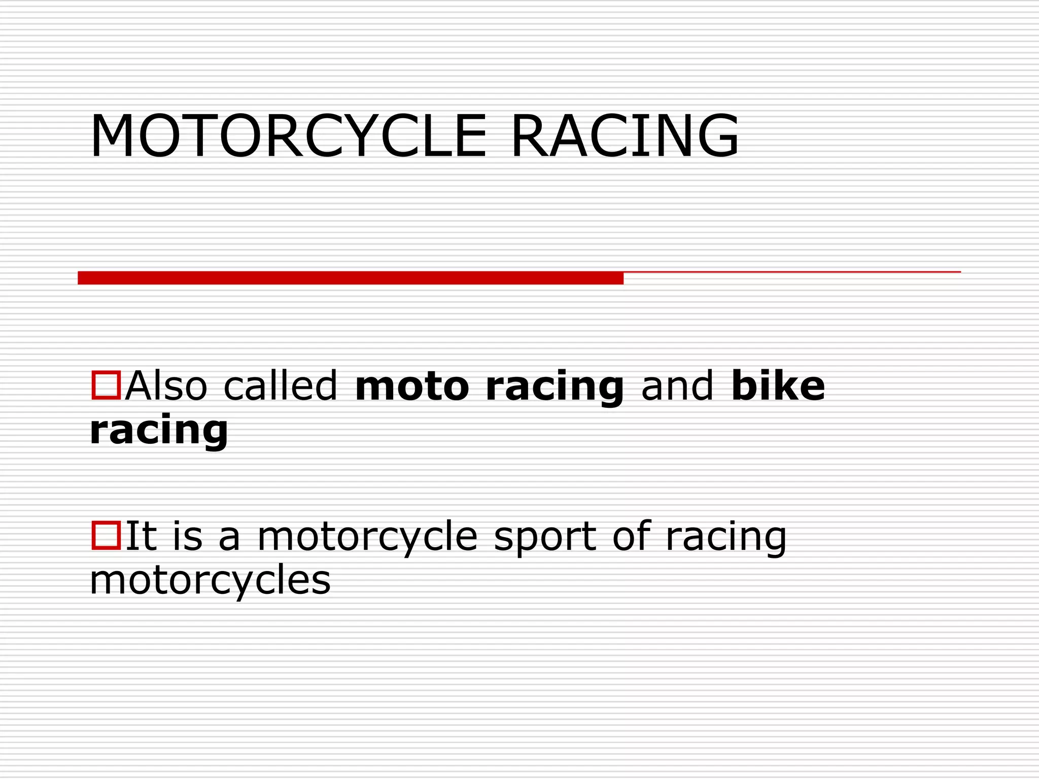 MOTOR CYCLE RACING - By A.ROHINI | PPT