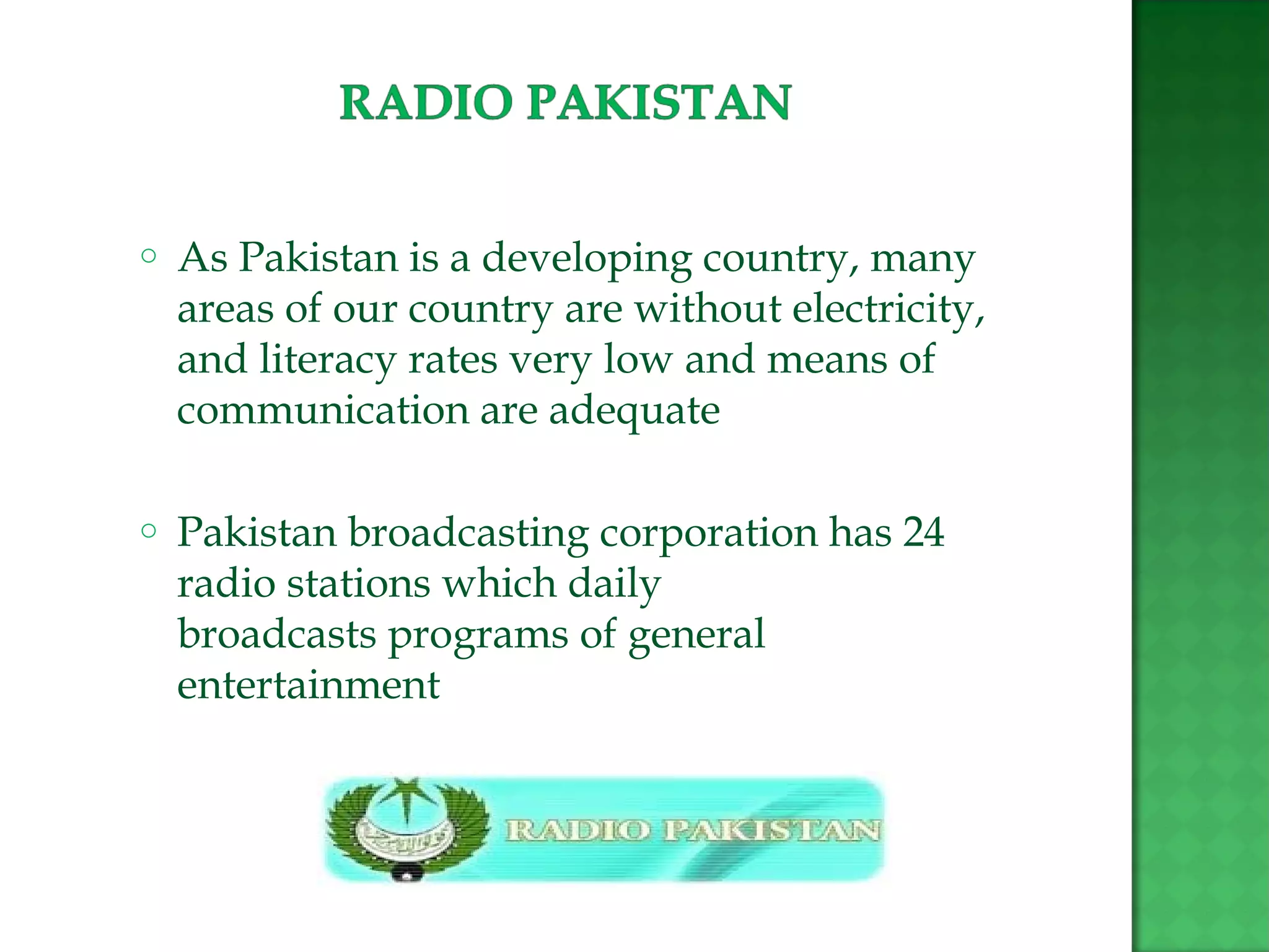 Presentation 1 role of broadcast media in pakistan | PPT