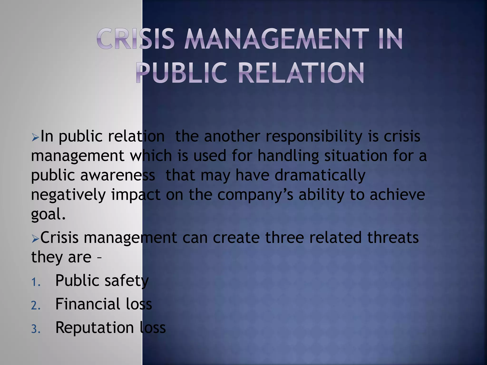 Presentation1 role of pr in cricis managment | PPTX