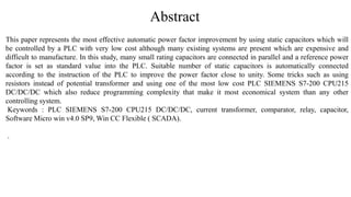 Automatic Power Factor Improvement by Using PLC & SCADA | PPTX