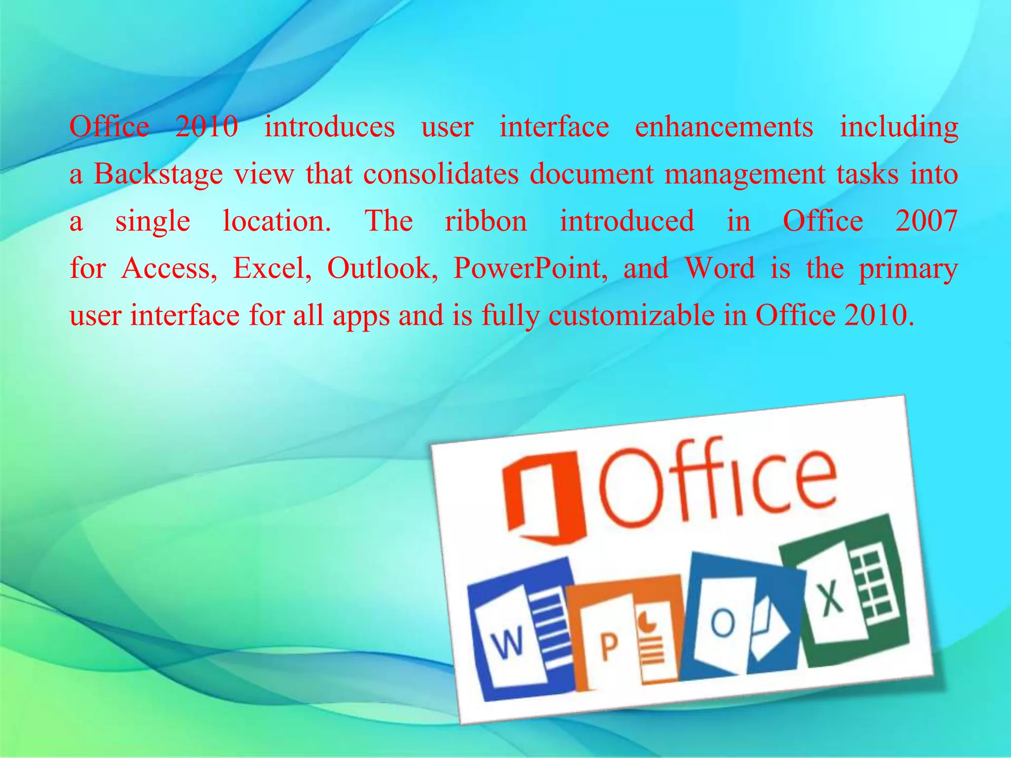 Presentation on Ms-office 2010 | PPTX | Computer Software and ...
