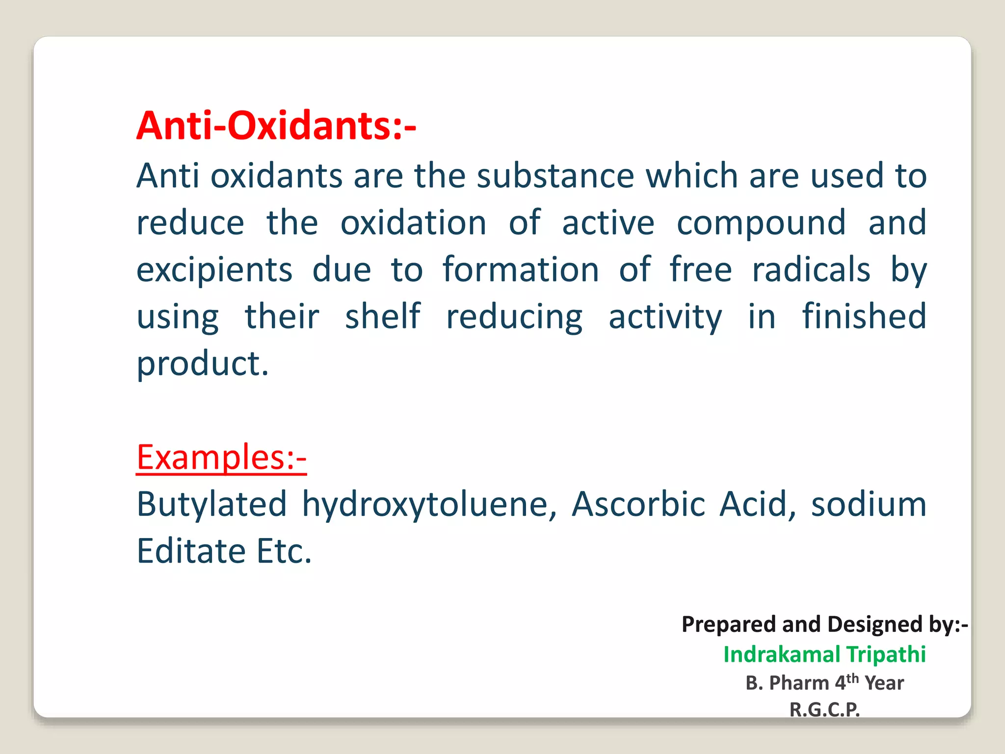 Pharmaceutical Additives | PPTX