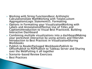 tableau online training course Content | PPTX | Technology & Computing