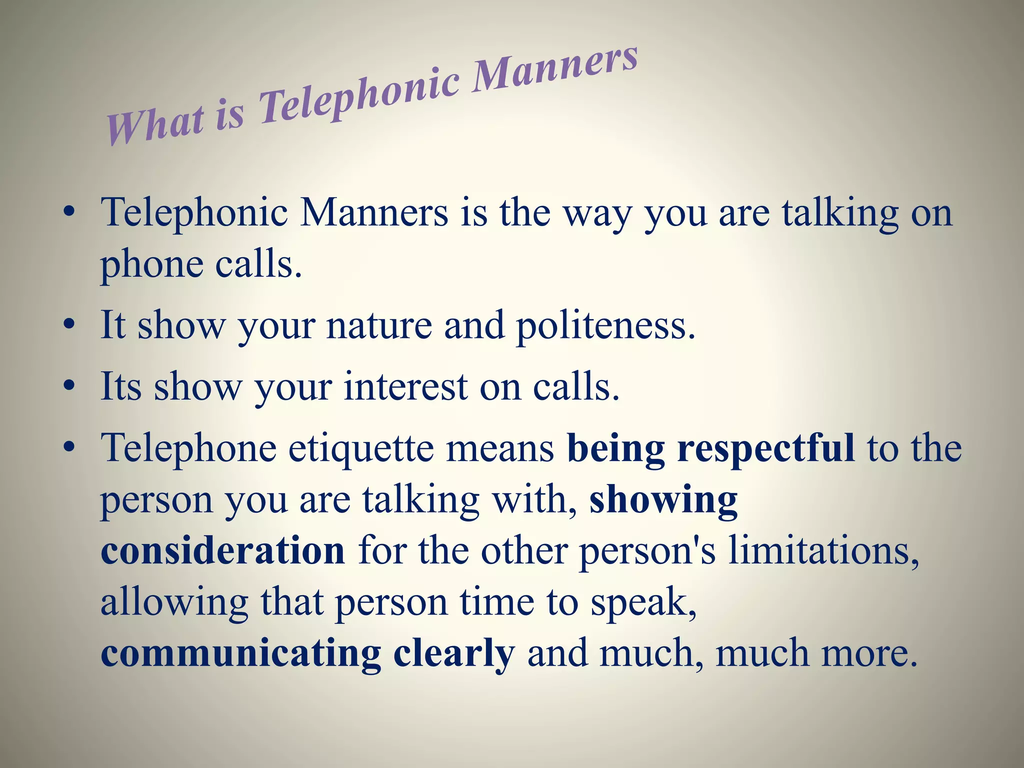 telephonic manners | PPTX