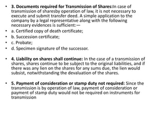 Transmissiosn of shares. | PPTX