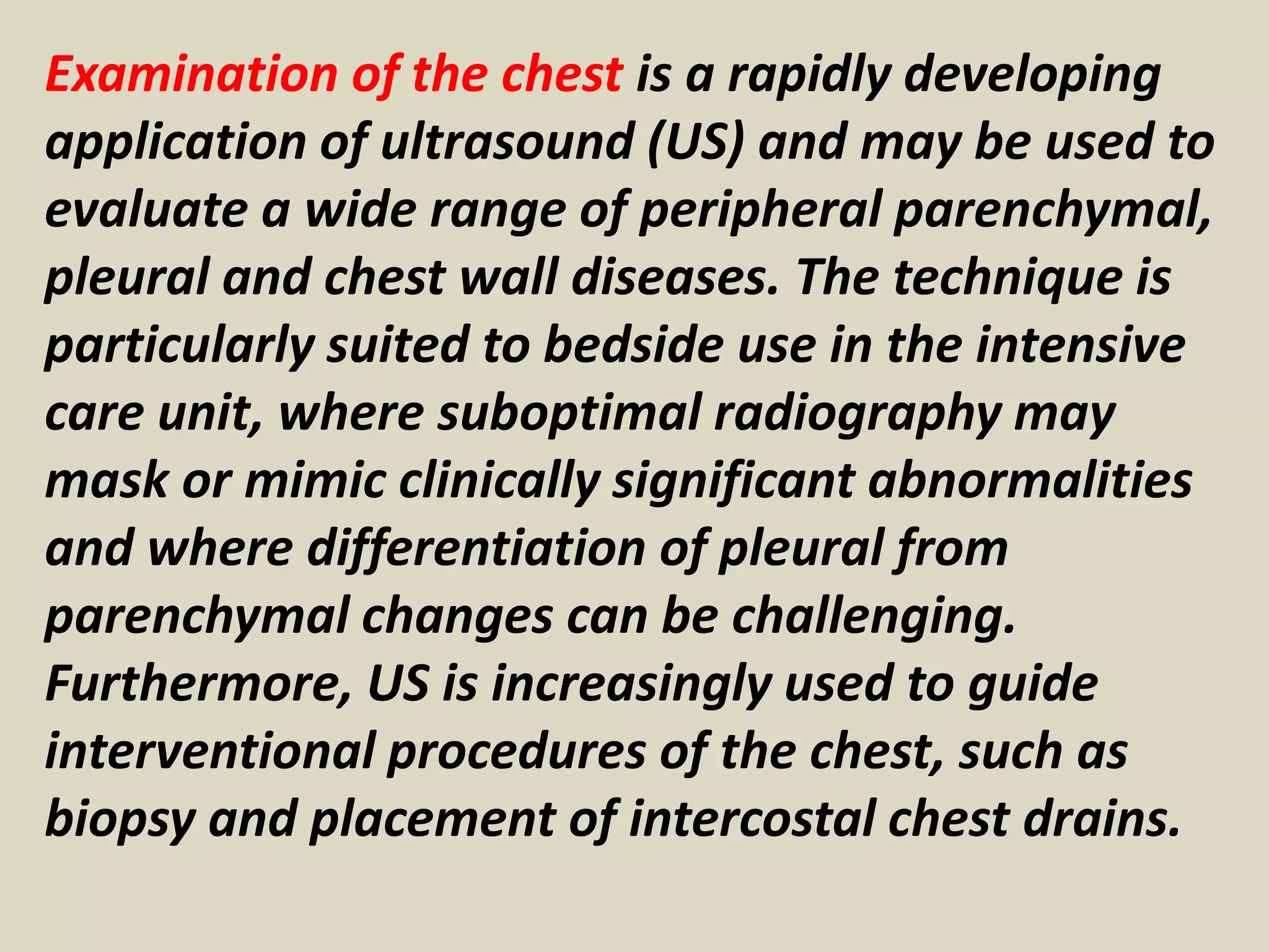 Presentation1, ultrasound examination of the chest. | PPTX