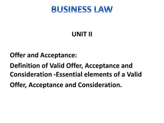 BUSINESS LAW UNIT 2- OFFER | PPTX