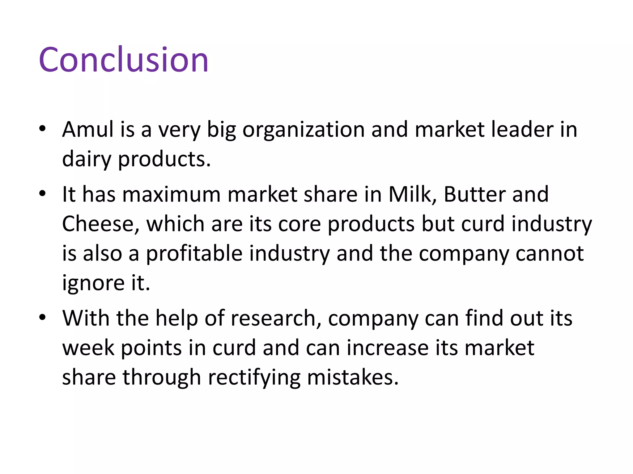 summer internship project report on AMUL | PPTX