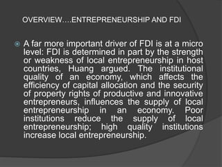 Impact of FDI on Indian Entrepreneurship | PPT