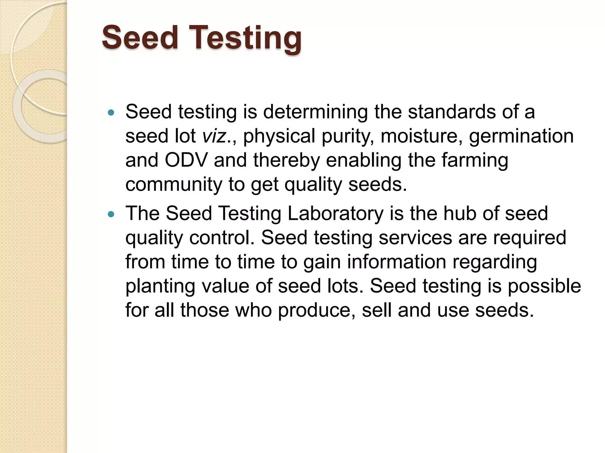 Seed Testing for Germination | PPTX