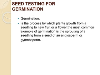 Seed Testing for Germination | PPTX