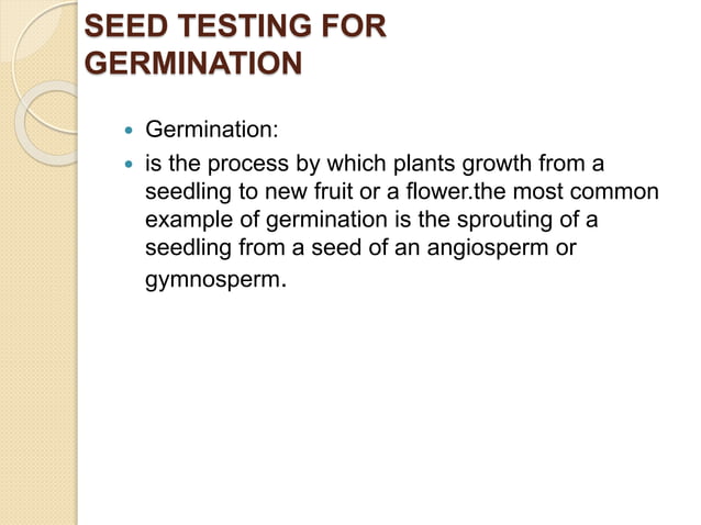 Seed Testing for Germination | PPTX