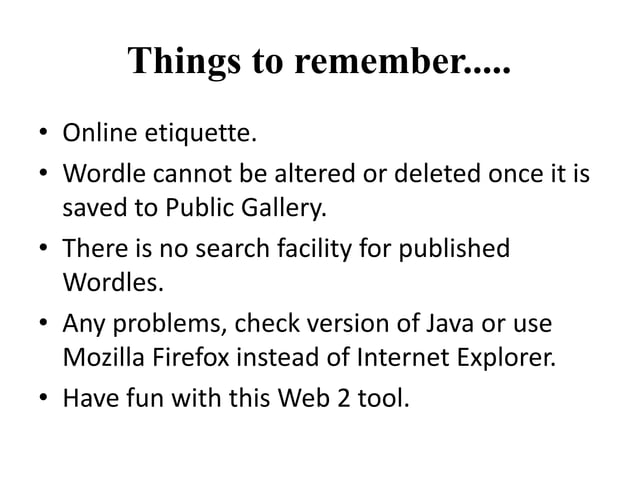 Creating a Wordle | PPTX | Internet | Computing