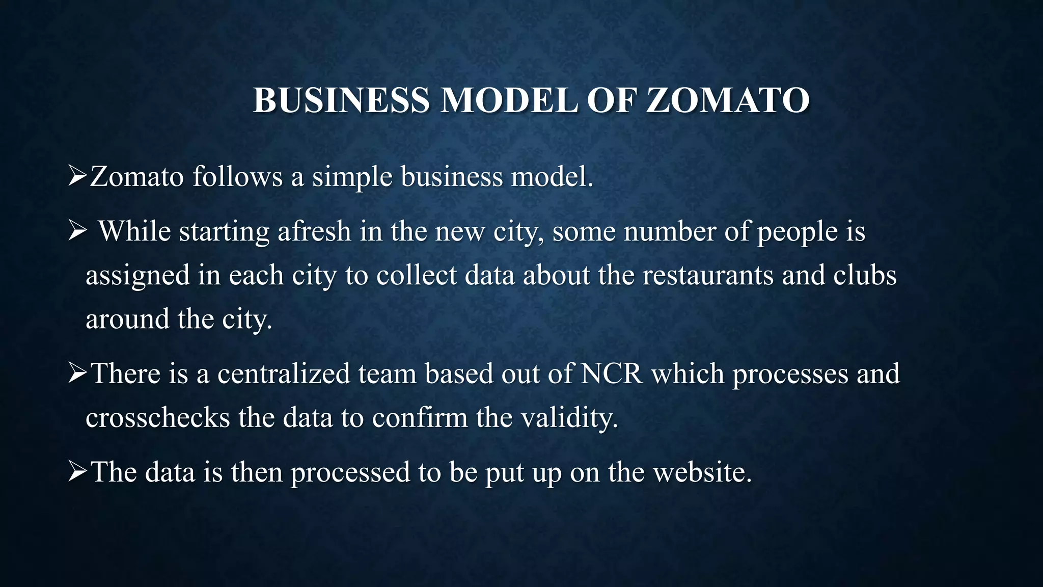 Business analytics in Zomato food chain | PPTX
