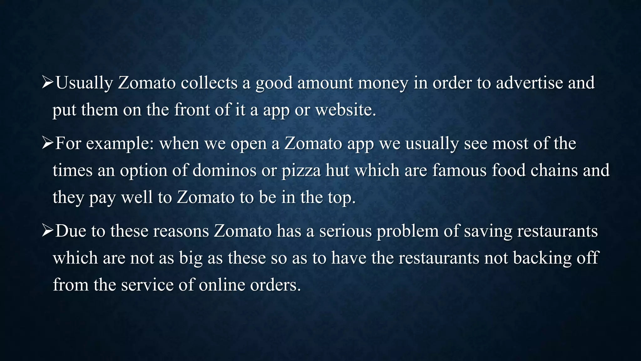 Business analytics in Zomato food chain | PPTX