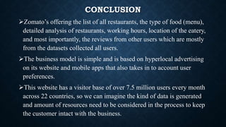 Business analytics in Zomato food chain | PPTX