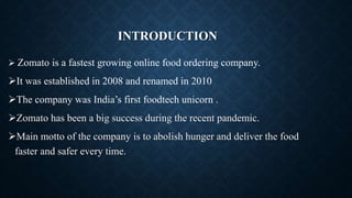 Business analytics in Zomato food chain | PPTX