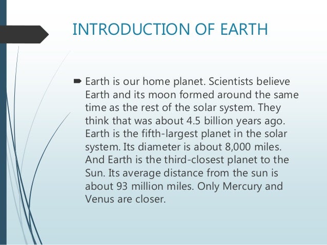 introduction of Earth