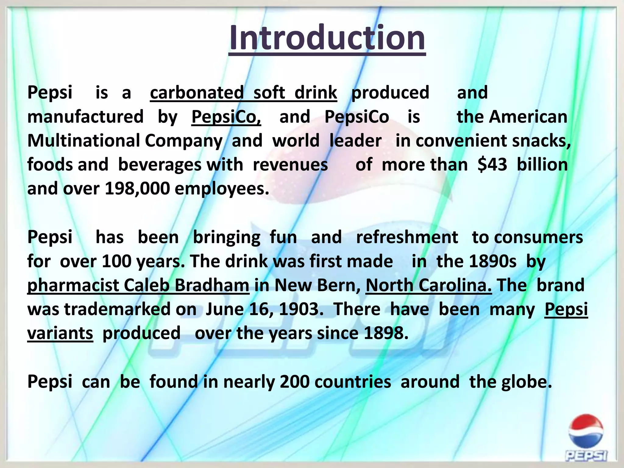 Presentation on pepsico | PPTX