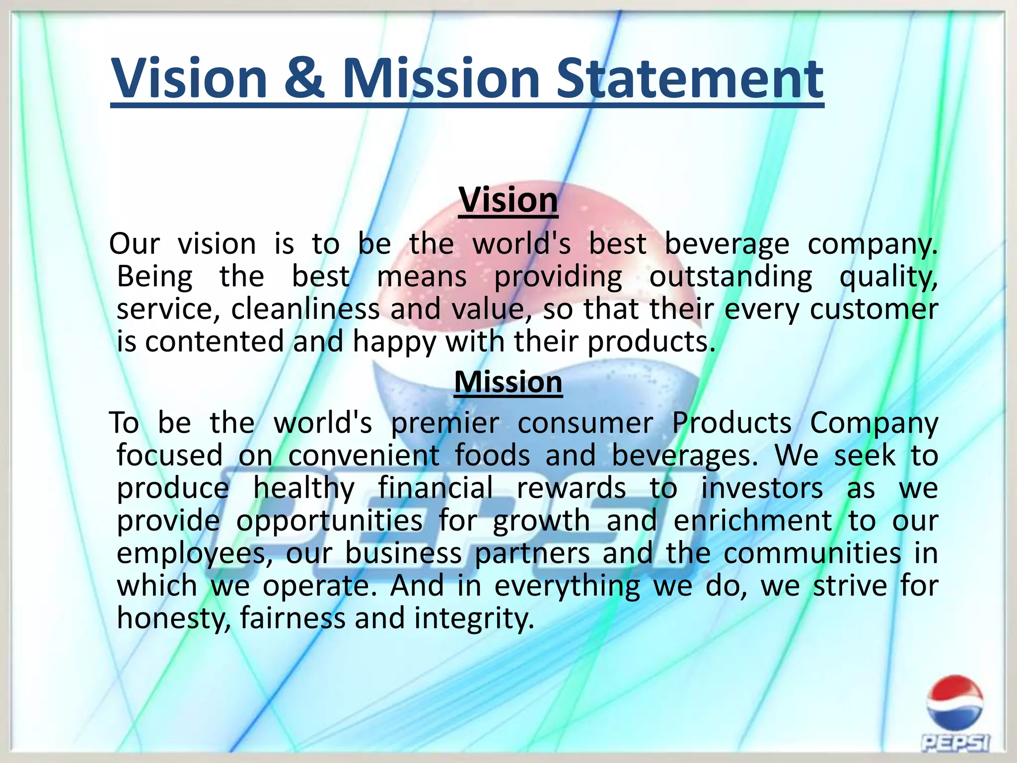 Presentation on pepsico | PPTX