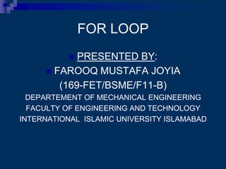 PRESENTATION ON FOR LOOP | PPTX