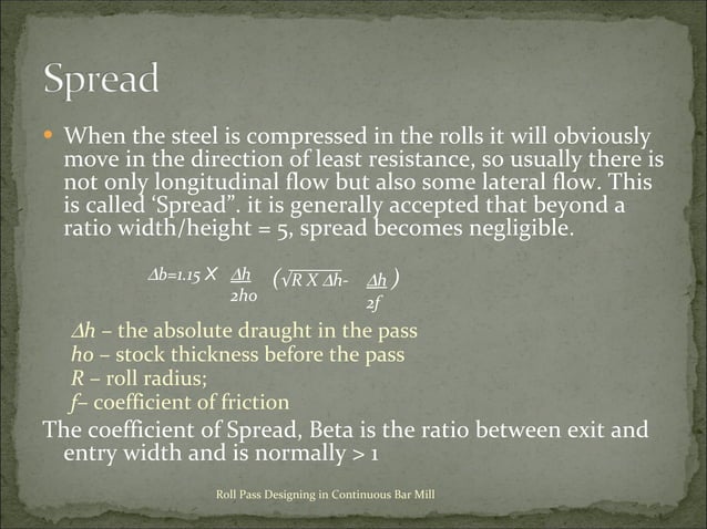 Roll Pass Designing in Continuous Bar Mills | PPT