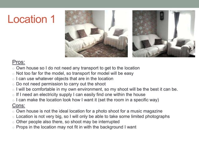 Pros and cons of location | PPTX | Photography | Arts and Crafts
