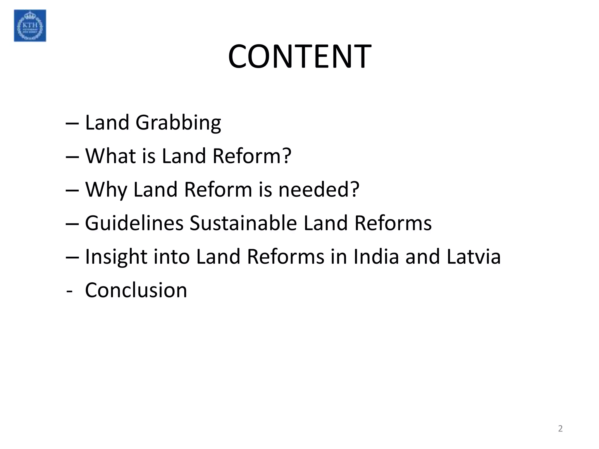 Land Reforms : An overview | PPTX