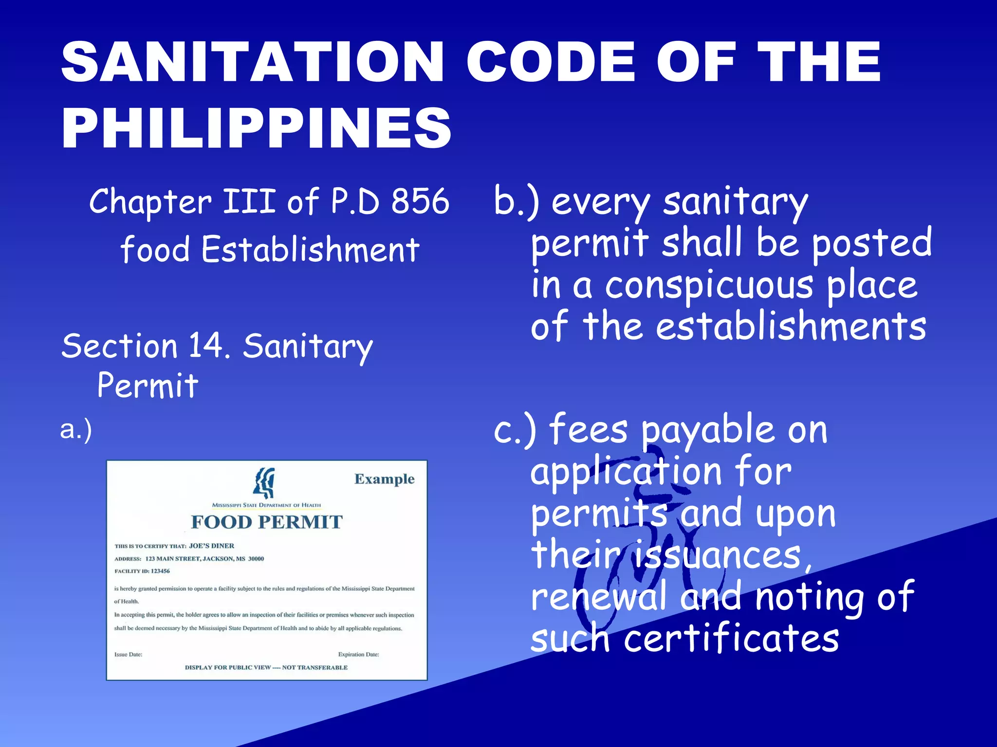 The laws and agencies relating food safety and sanitation | PPT