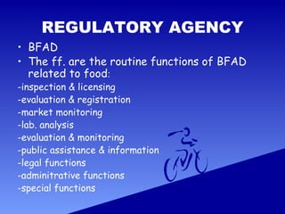 The laws and agencies relating food safety and sanitation | PPT
