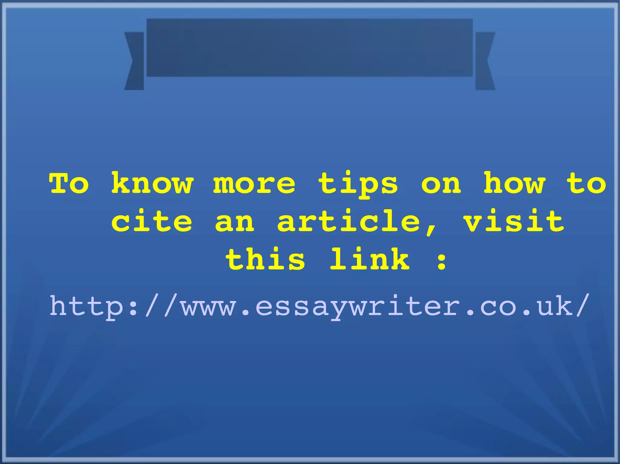Tips on How to Cite an Article | PPT