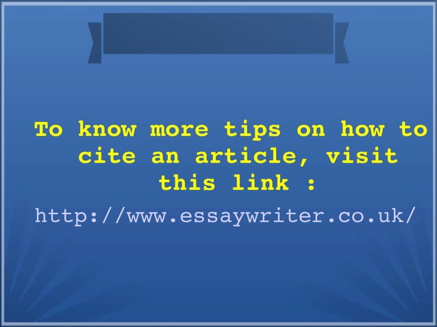 Tips on How to Cite an Article | PPT