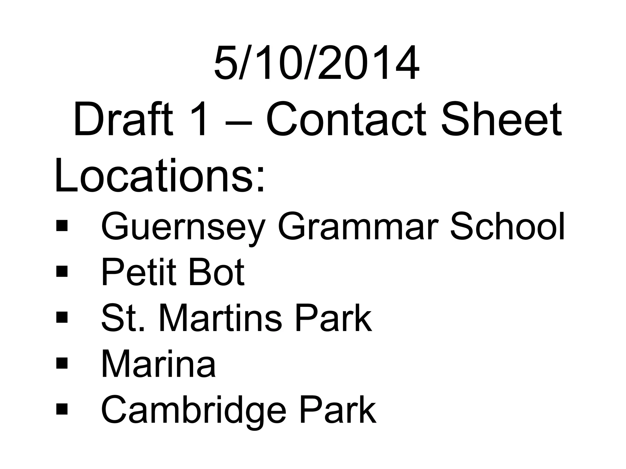 Contact sheet - Media A2 | PPTX