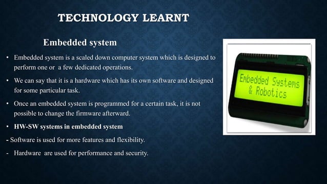 Presentation on embedded system and robotics | PPTX | Computer Peripherals | Computing